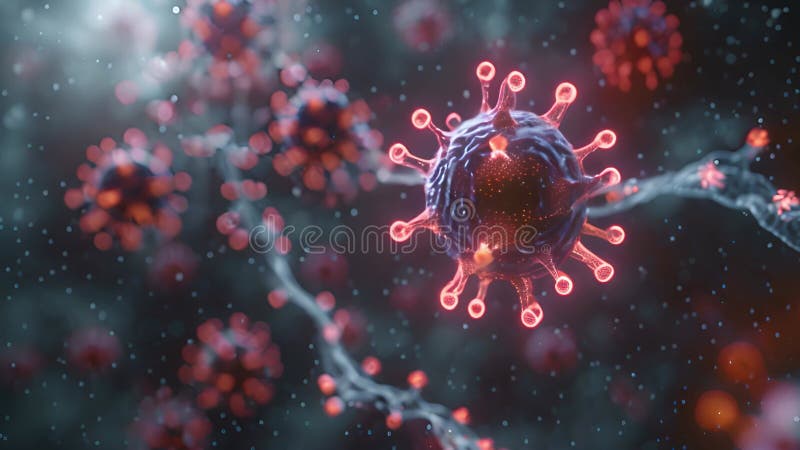 Detailed Visualization of a Virus Particle Amidst Microscopic Pathogens ...
