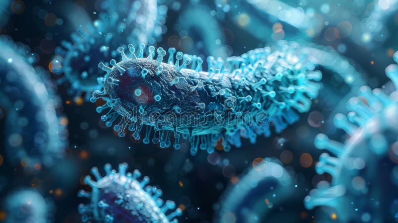 Detailed Visualization of Viruses in 3D Representation, Highlighting ...