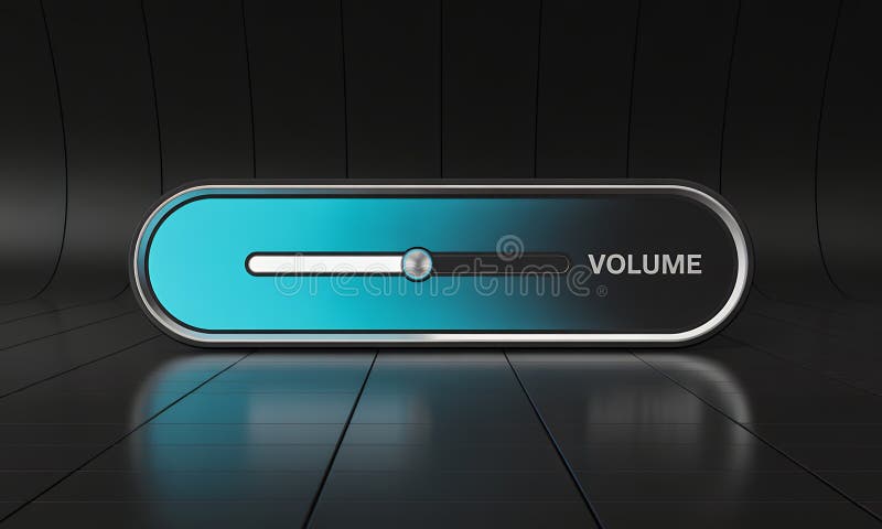 Detailed Volume Slider in Blue Gradient on Glossy Black Surface with ...