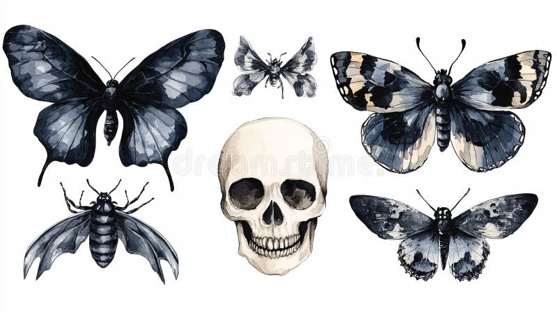 Detailed Watercolor Gothic Set Illustration for Creative Projects Stock ...