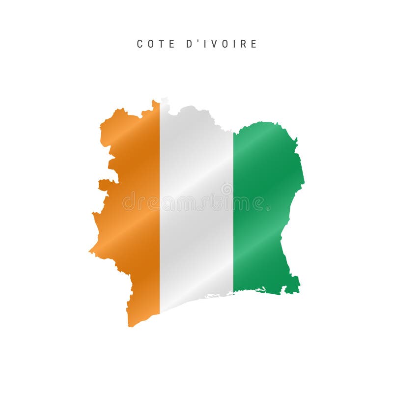 Waving Flag Map of Cote DIvoire or Ivory Coast. Vector Illustration ... Waving Flag Map of Cote DIvoire or Ivory Coast. Vector Illustration ...