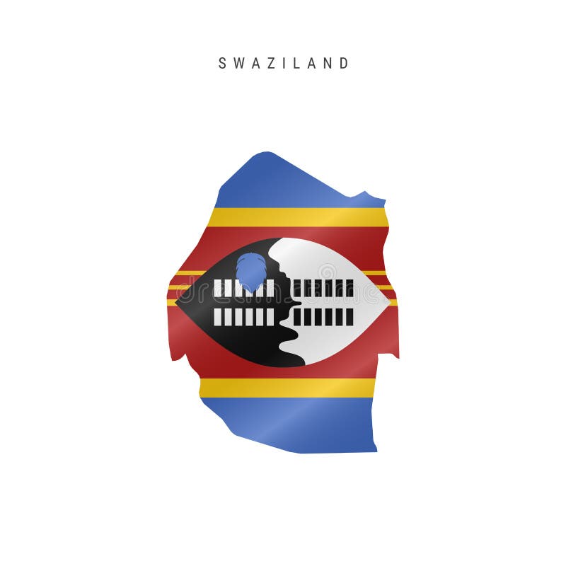 Waving Flag Map Of Swaziland Or Eswatini Vector Illustration Stock