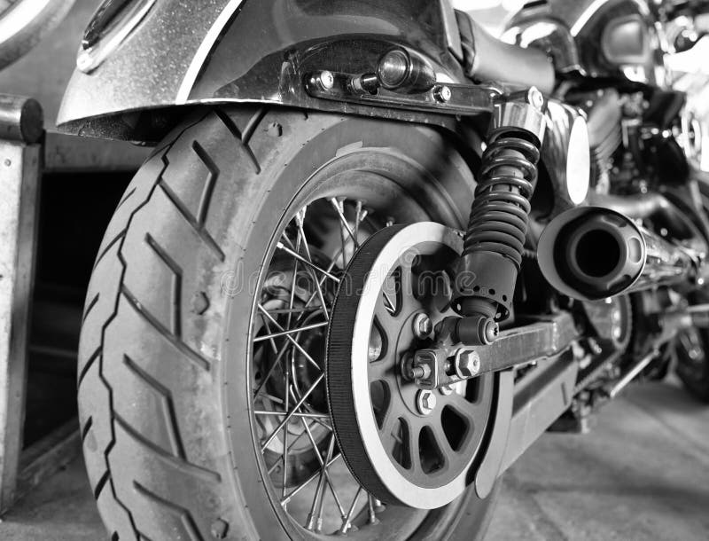 Detailed Wheel with Rubber Tire Motorcycle Part Stock Image - Image of ...