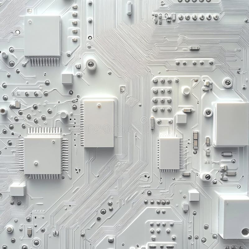 Detailed White Circuit Board Microchips Paths Stock Photos - Free ...