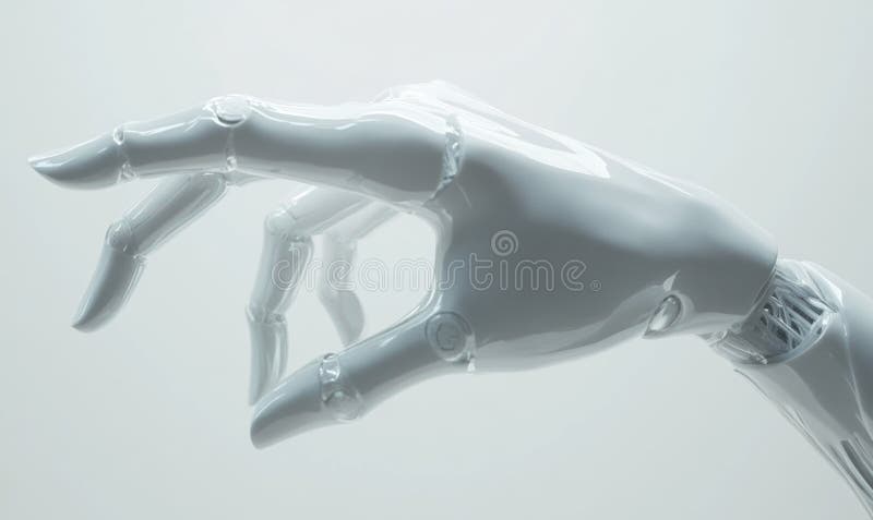 A Detailed White Robotic Hand Reaching Out, Symbolizing Precision and ...