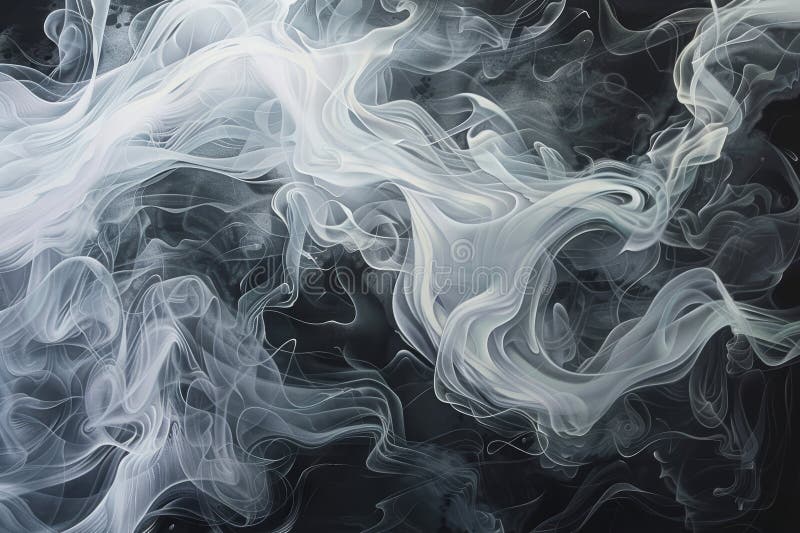 Detailed White Smoke Creating Intricate Patterns Against a Black ...