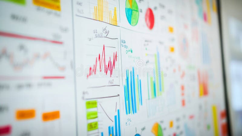 Detailed Whiteboard with Charts and Analytics for Business Insights ...