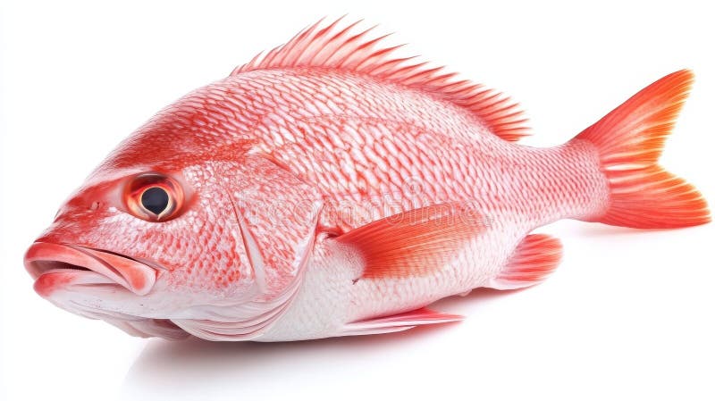 A Detailed Whole Red Snapper Fish is Shown Isolated on a White ...