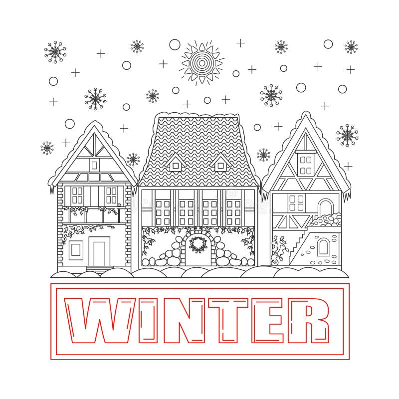 Detailed Winter House on Snowy Background. Stock Vector - Illustration ...