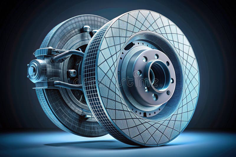Detailed Wireframe 3D Model of a Wheel and Brake System Featuring ...