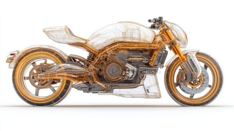 Detailed Wireframe Motorcycle Model, a Visual Representation of Design ...