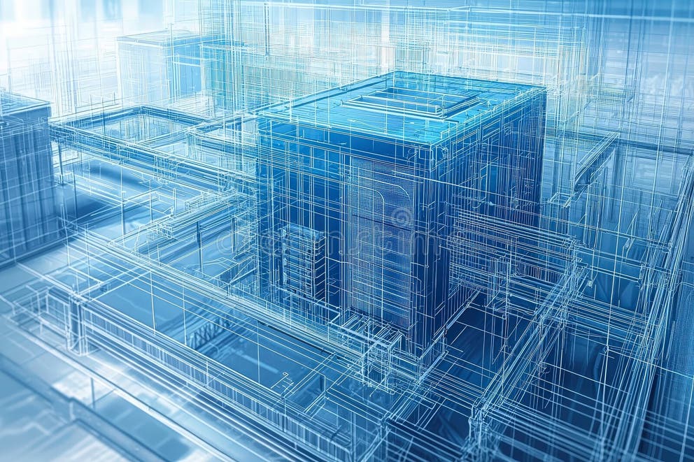 Advanced 3D Wireframe Model of Modern Architectural Design Showcasing ...