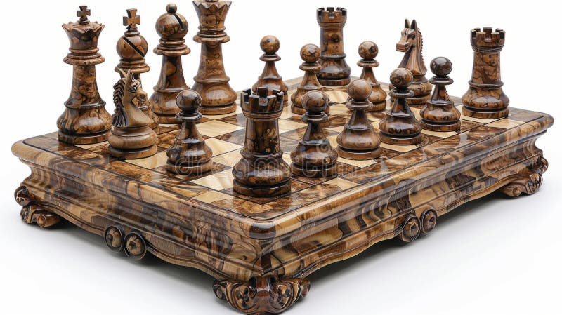 A Detailed Wooden Chess Set and Board Stock Photo - Image of challenge ...