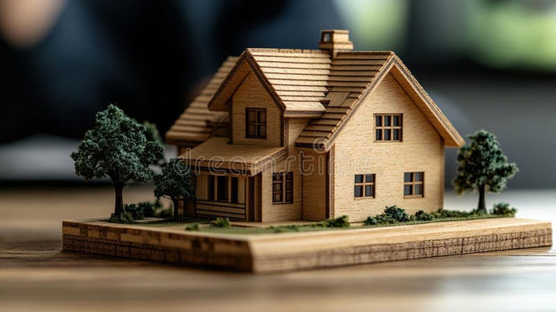 Detailed Wooden Model House on a Wooden Table Stock Image - Image of ...