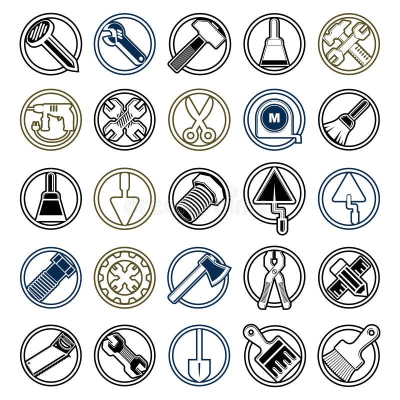 Detailed Work Tools Collection, 3d Repair Instruments Stock Vector ...