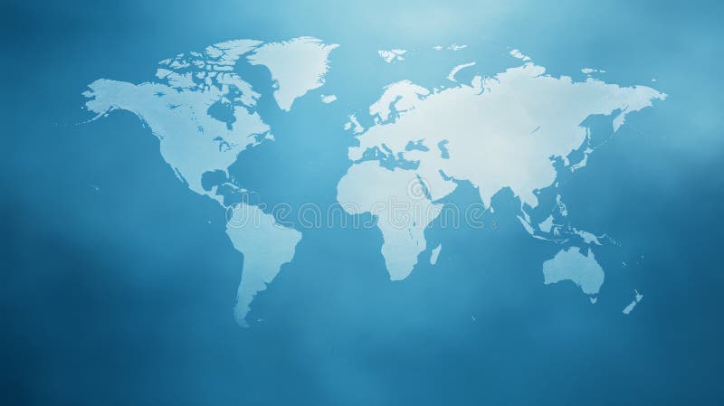 Detailed World Map on Blue Background Visualizing Global Connections ...