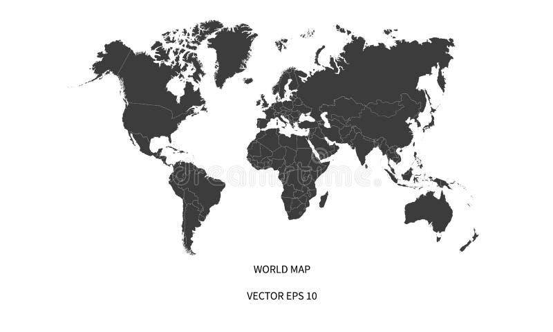 Detailed World Map with Borders of States. Isolated World Map Stock ...