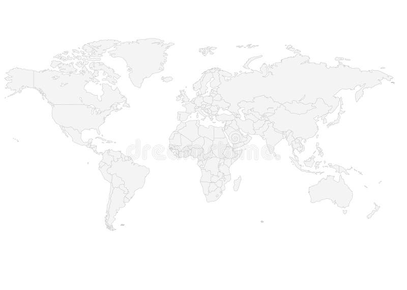 Detailed World Map with Borders of States. Isolated World Map. Isolated ...