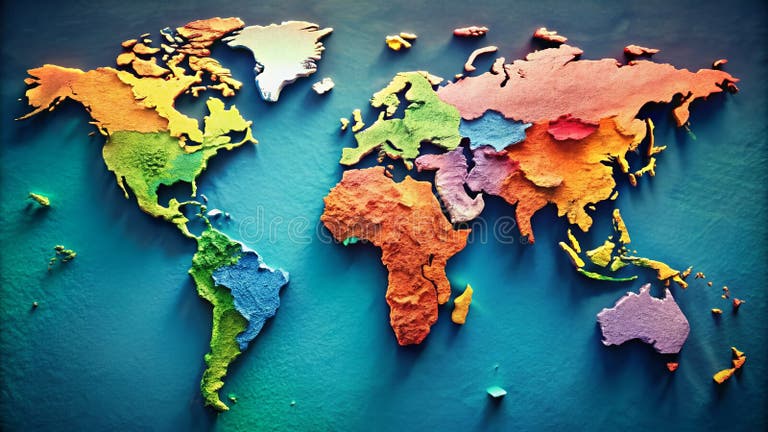 Detailed World Map ColorCoded Geographic Continents for Comprehensive ...