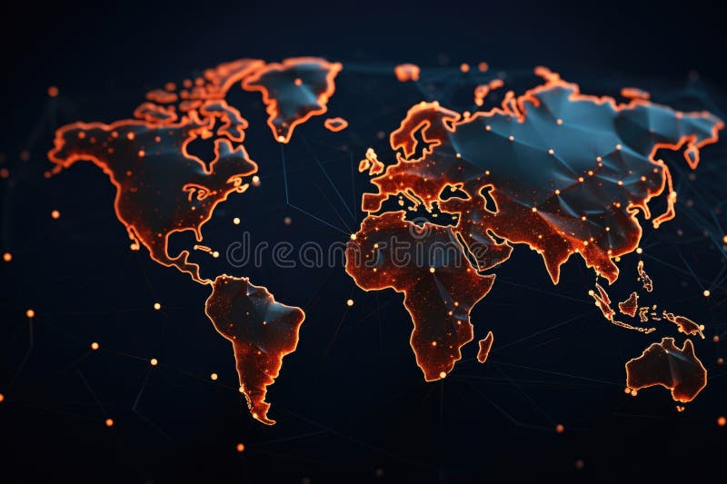 Detailed World Map on a Dark Background, Suitable for Educational or ...