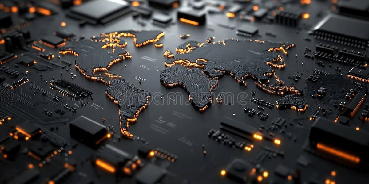 Black Background Using Glowing Circuit Patterns Stock Photos - Free ...