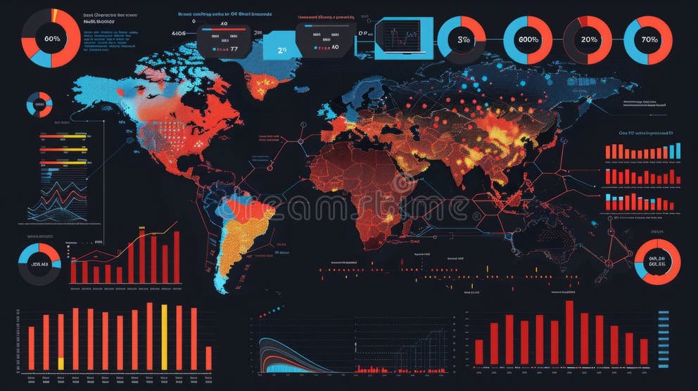 World Map with Extensive Data Analysis Stock Photo - Image of countries ...