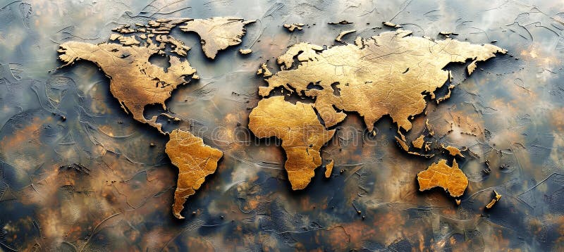 A Detailed World Map Embossed on a Textured Canvas, Showcasing a Unique ...