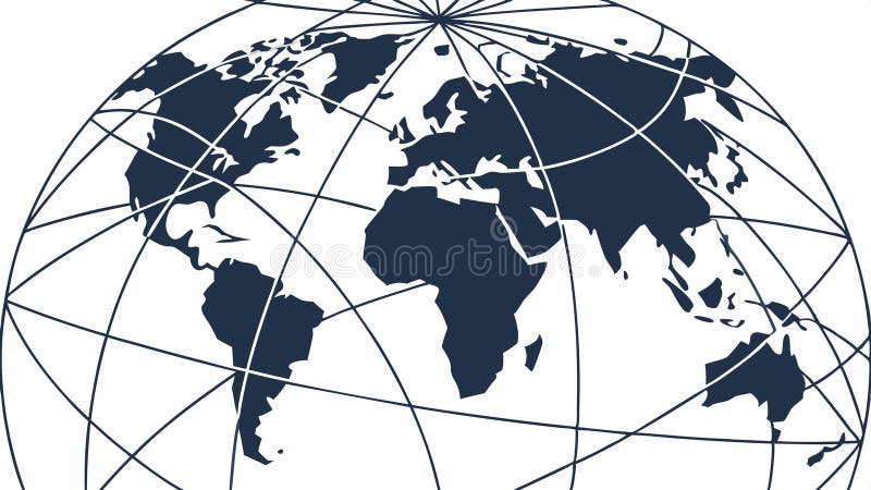 Detailed World Map on a Globe with Grid, Vector Design Generative AI ...