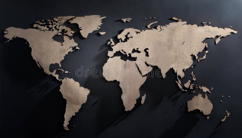Detailed World Map Illustration Featuring Peeling Paint on a Dark ...