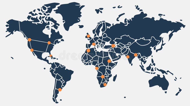 Detailed World Map with Major Cities Highlighted Vector Graphic, Vector ...