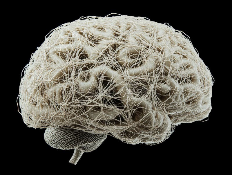 Detailed Woven White Brain Structure with Fibrous Texture Representing ...