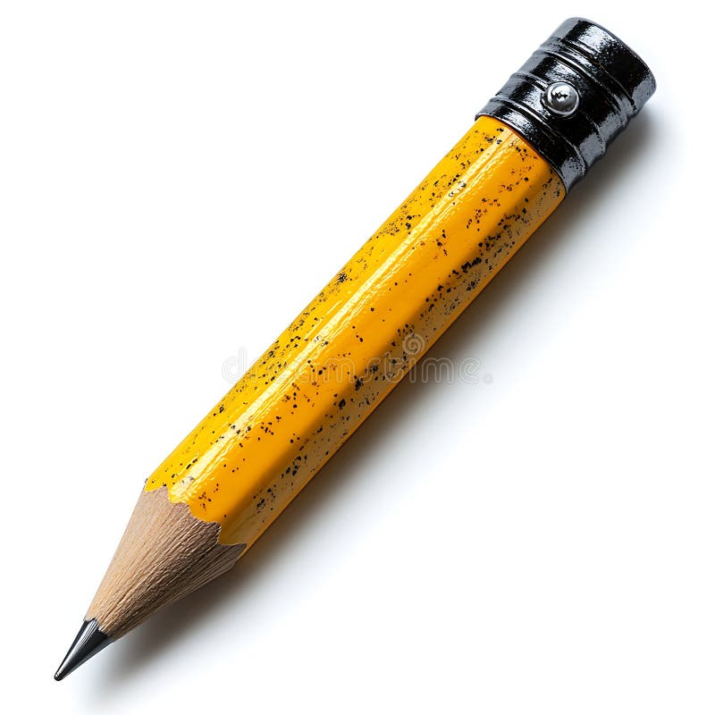 Detailed Yellow Pencil with Graphite Point Isolated on White Background ...