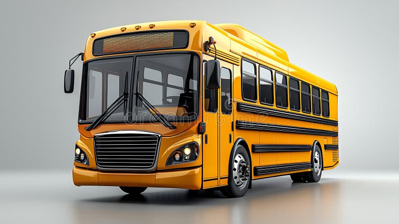 Detailed Yellow School Bus Render, on Light Grey Background ...