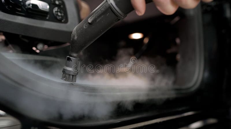 Cleaning the Car Interior with Steam. Car Detailing Service Deep ...