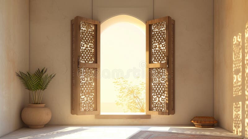 Arabic Style Open Window stock illustration. Illustration of light ...