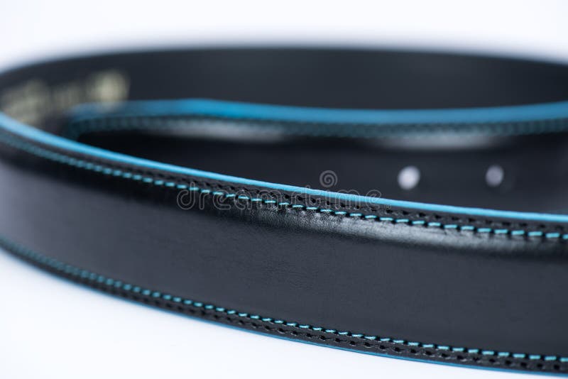 Details on Black Classic Belt with Blue Line Stock Image - Image of ...