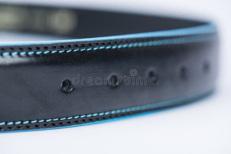 Details on Black Classic Belt with Blue Line Stock Photo - Image of ...