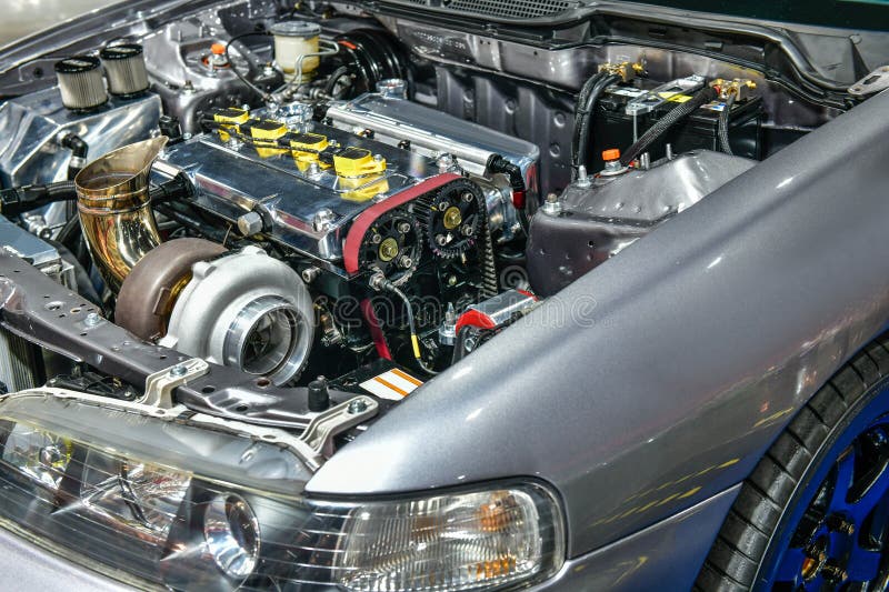 Details of Car Engine. Modification of the Turbo Engine Stock Photo ...
