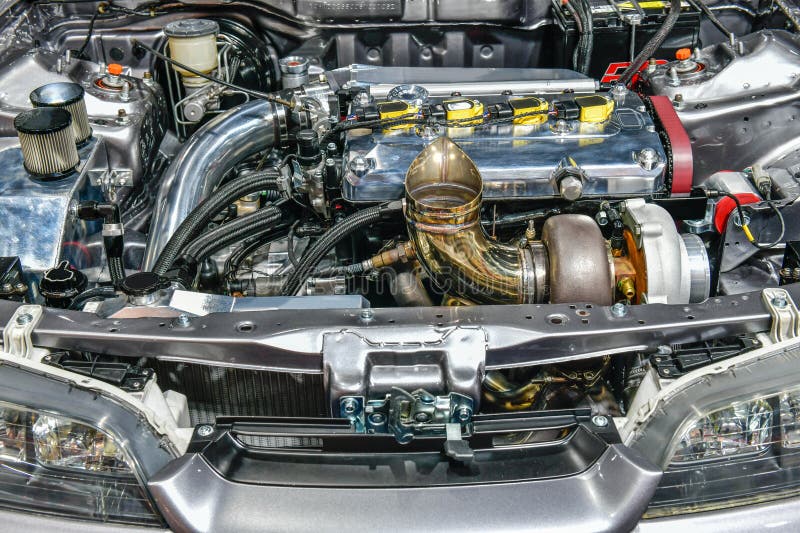 Details of Car Engine. Modification of the Turbo Engine Stock Image ...