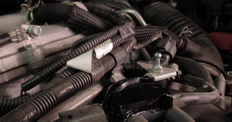 Car Engine Bay Probe Lens Slider Motion Stock Footage - Video of ...
