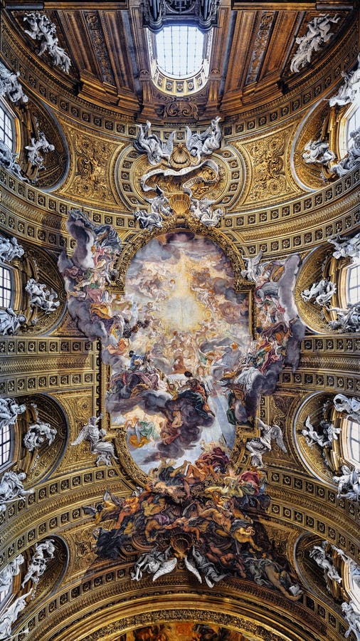 Details on the Ceiling of the Cathedral in Gesu, Rome, Italy Editorial ...