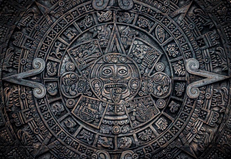 Details of the Center of the Aztec Sun Stone Stock Image - Image of ...