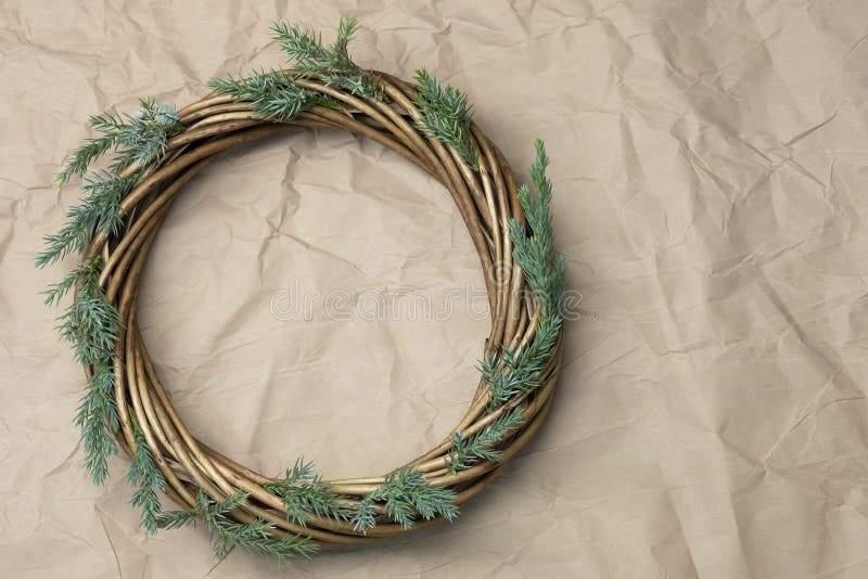 Details of Christmas Wreath on Crumpled Paper Stock Image - Image of ...