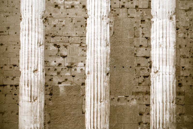 Columns of Temple of Hadrian Stock Photo - Image of stone, historic ...