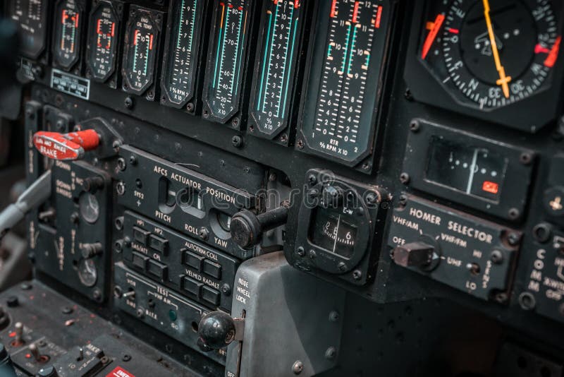 Details of Control Panel in Military Helicopter Cockpit Stock Photo ...