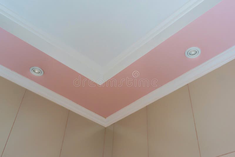Details of the Corner Ceiling, with Ceiling Lights Stock Image - Image ...