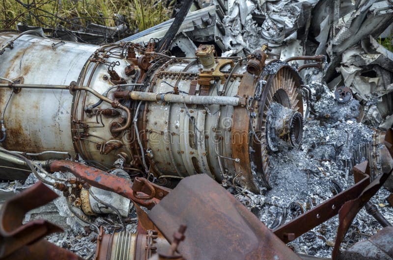 Details of Crashed Helicopter at a Scrap Metal Recycling Junkyard Stock ...