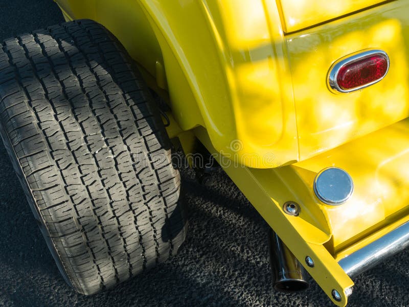 Classic yellow street rod stock image. Image of antique - 103685197