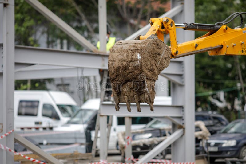 Details with a Digger Bucket on a Construction Site Stock Photo - Image ...