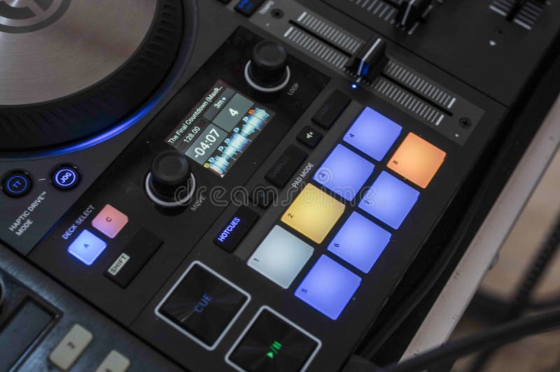 Details of a Dj Table with Colored Buttons Stock Image - Image of ...